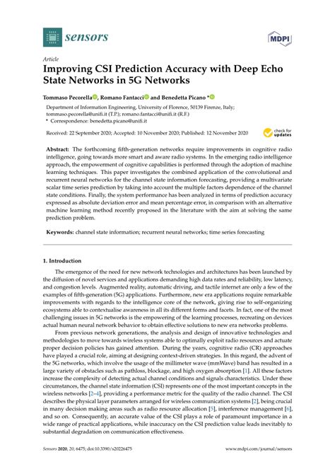 Pdf Improving Csi Prediction Accuracy With Deep Echo State Networks
