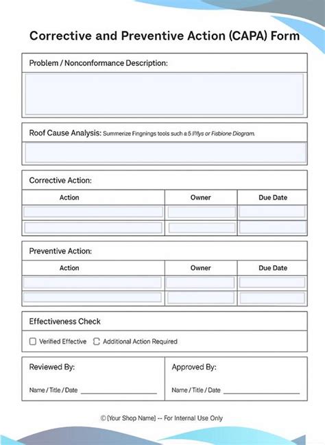 Capa Form Template With Instructions Corrective And Preventive Action Capa Form Template With Instructions Corrective And Preventive Action