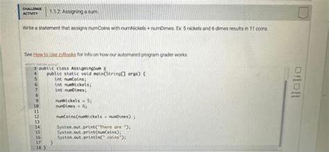 Solved Challenge Assigning A Sum Activity Write A Chegg