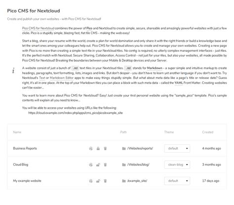 Pico CMS Apps App Store Nextcloud