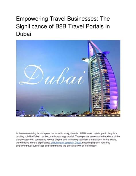 PPT - Empowering Travel Businesses: The Significance of B2B Travel Portals in Dubai PowerPoint ...