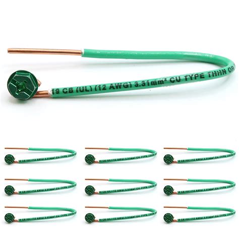 Pack Of 10 Green Ground Wire And Screw Solid Copper