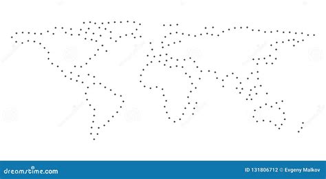 Dotted Stroke World Map Stock Vector Illustration Of Blueprint 131806712