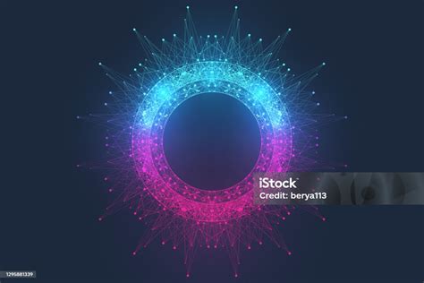 양자 컴퓨터 기술 개념 구 폭발 배경입니다 딥 러닝 인공 지능 빅 데이터 알고리즘 시각화 파도가 흐르고 있습니다 양자 폭발 벡터 일러스트레이션 인포그래픽에 대한 스톡 벡터