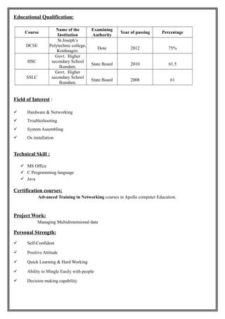 New Bio Data ODT IT And Internet Support Internet