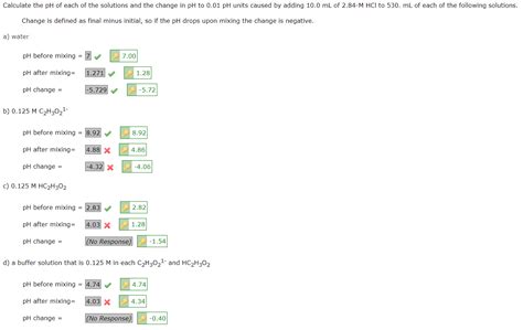 Solved Calculate The Ph Of Each Of The Solutions And The Chegg Com