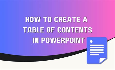 How To Create A Table Of Contents In Powerpoint
