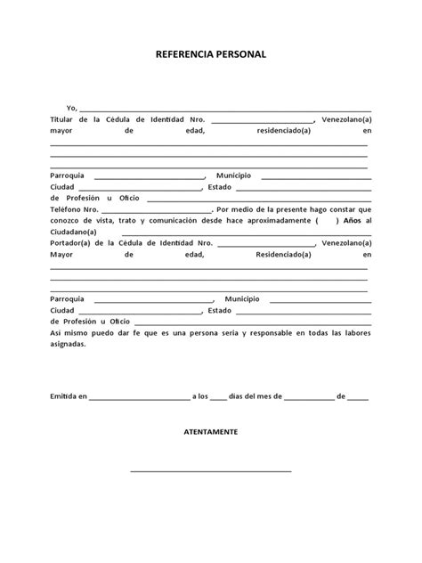 Formato De Referencia Personal