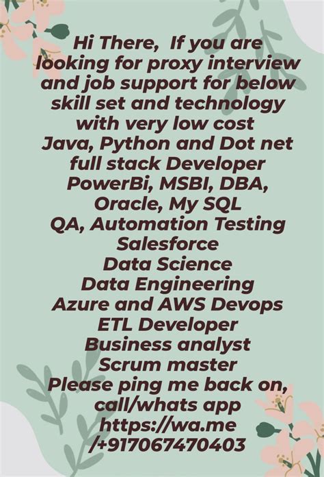 it job support and interview proxy facebook