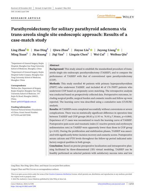 Pdf Parathyroidectomy For Solitary Parathyroid Adenoma Via Trans