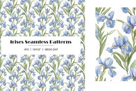 Watercolor Blue Iris Pattern Graphic By Art And Funny · Creative Fabrica