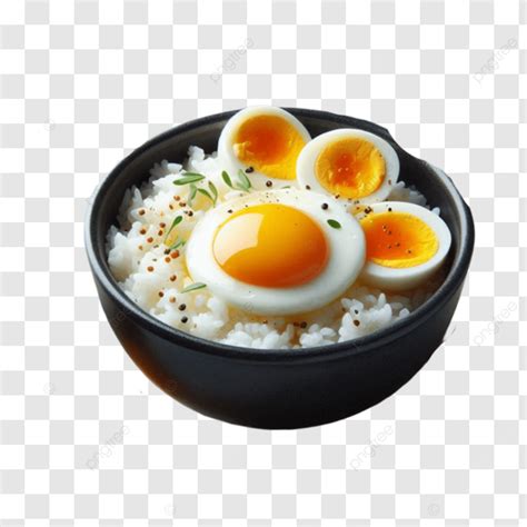 투명한 배경에서 아침 식사로 3d 아시아 스타일의 부드러운 삶은 쌀과 계란 투명한 배경에서 아침 식사로 3d 아시아 부드러운 삶은 쌀과 계란 아침 식사로 3d 아시아