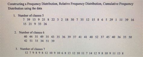 solved constructing a frequency distribution relative