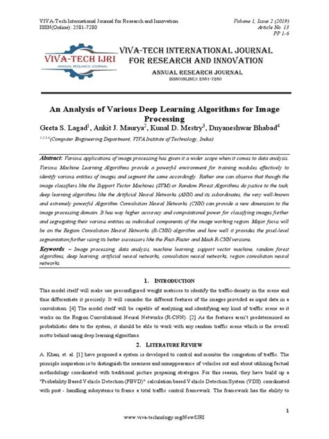 An Analysis Of Various Deep Learning Algorithms For Image Processing