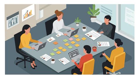 Isometric Team Collaboration Meeting Vector Design Elements Stock Vector Illustration Of