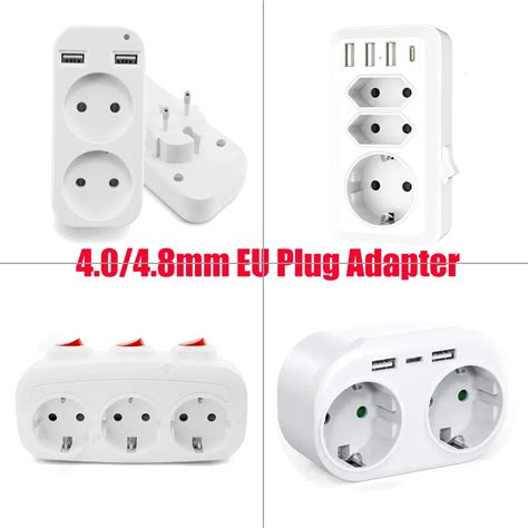 Eu Plug Adapter 1 To 2 3 Way European Standard Extender Socket With 2