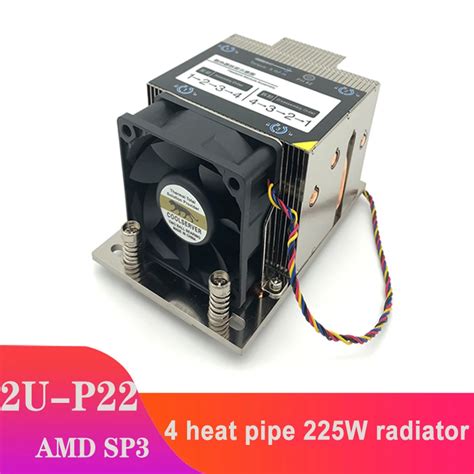 coolserver 2u p22 cpu 서버 라디에이터 4 히트 파이프 컴퓨터 측면 블로잉 무소음 팬 구리 바닥 amd