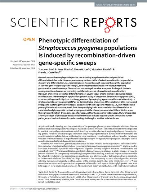 Pdf Phenotypic Differentiation Of Streptococcus Pyogenes Populations