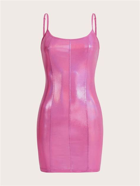 Solid Metallic Bodycon Dress Metallic Party Dresses Metallic Bodycon