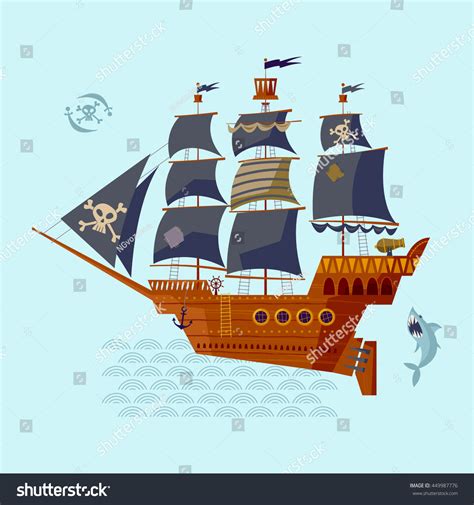 Pirate Ship Nautical Collection Vector Illustration Stock Vector
