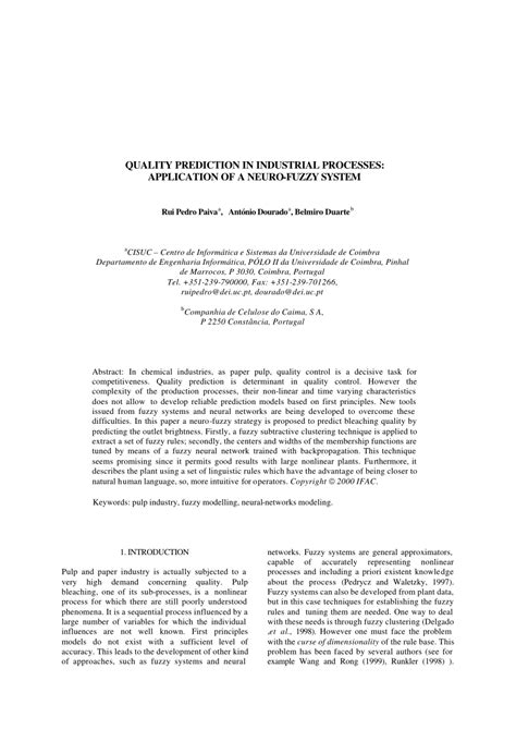 pdf quality prediction in industrial processes application of a