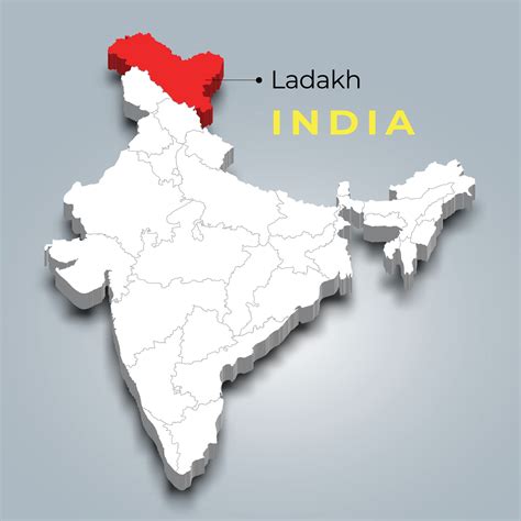 Ladakh Map Location In Indian 3d Isometric Map Ladakh Map Vector Illustration 36124895 Vector