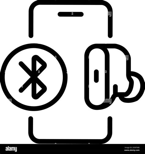 Smartphone And Wireless Earphones Connection Vector Illustration Bluetooth Outline Icon