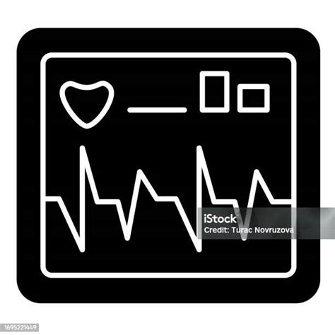 모니터 화면은 심박수 고정 아이콘 의료 개념 흰색 배경에 심전도 장치 기호 웹용 심장 아이콘 글리프가 있는 심전도를 표시합니다 벡터 그래픽 0명에 대한 스톡 벡터 아트 및