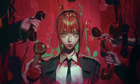 Makima Chainsaw Man Necktie 1girl Looking At Viewer Shirt Black