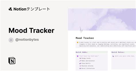 Mood Tracker テンプレート・作成者：notion Bytes Notion ノーションマーケットプレイス