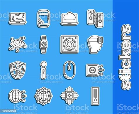 라인 비디오 게임 콘솔 리모콘 가상 현실 안경 클라우드 기술 데이터 전송 및 저장 스마트 워치 노트북 및 컴퓨터 쿨러 아이콘을 설정합니다 벡터 3차원 형태에 대한 스톡 벡터