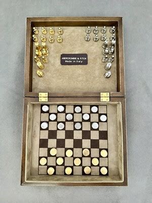 Abercrombie And Fitch Chess And Checkers Travel Set Made In Italy