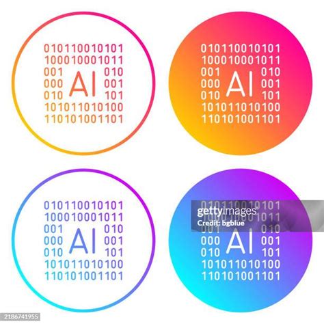 Artificial Intelligence Ai With Binary Code Round Icons With Color