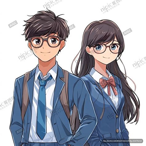 Ai创作图青春年少校园漫画人物 学生动漫 青春题材人物插图 青春男生女生 动漫情侣 插画学生 青春类人物素材 中学生情侣 女生男生人物 中学生大学生漫画 中学生人物素材 中学生恋爱 学生镜架