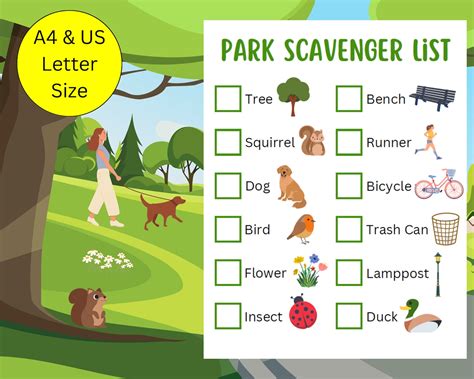 Park Scavenger Hunt I Spy Checklist Summer Activity Etsy