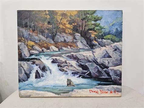 92년 가을계곡 풍경유화그림 46x38cm서양화 세컨웨어 헬로마켓