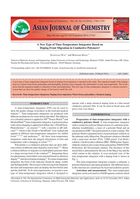 Pdf A New Type Of Time Temperature Integrator Based On Doping Front Migration In Conductive