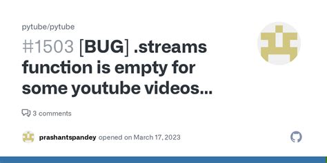 [bug] streams function is empty for some youtube videos saying