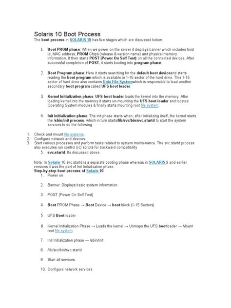 Solaris 10 Boot Process Pdf Booting File System