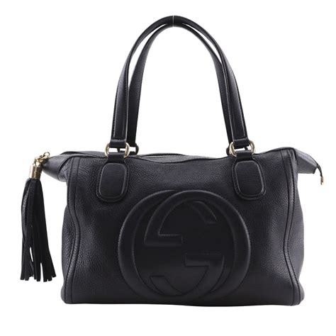 Pre Owned Gucci Soho Handbag Interlocking Leather Made In Italy Gold A4 Size Fair