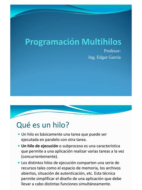 Programacion Multihilos Pdf Hilo Computación Programación