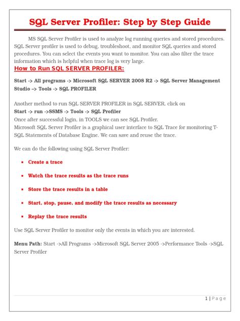 sql server profiler step by step guide pdf microsoft sql server sql