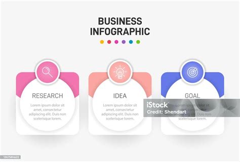3 단계 연속 화살표 비즈니스 모델의 개념 세 가지 다채로운 그래픽 요소 브로셔 프리젠 테이션에 대한 타임 라인 디자인 인포그래픽 디자인 레이아웃 0명에 대한 스톡 벡터