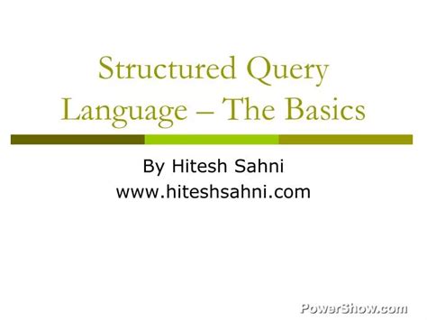 PPT Structured Query Language The Basics PowerPoint Presentation ID 4954596