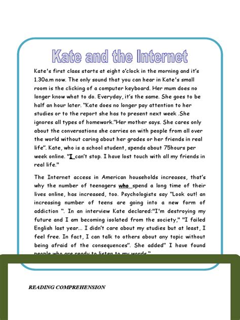 kate and the internet reading comprehension exercises 97693 pdf