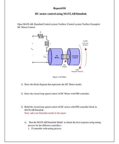 Solved Report DC Motor Control Using MATLAB Simulink Open Chegg