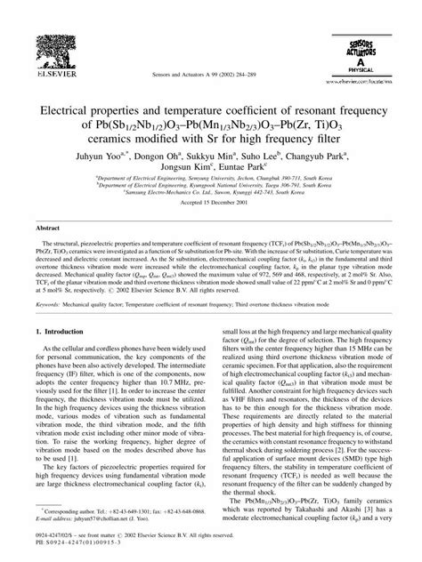 pdf electrical properties and temperature coefficient of resonant