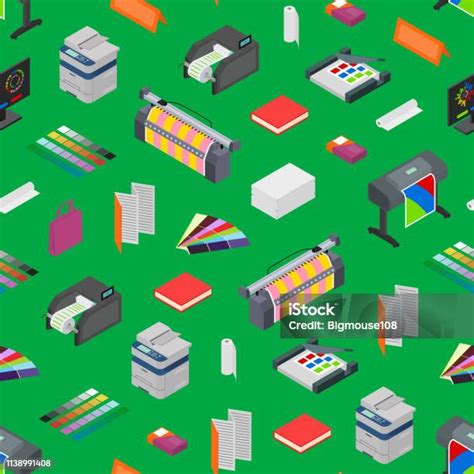 인쇄 표지판 3d 완벽 한 패턴 배경 등각 보기 벡터 인쇄공에 대한 스톡 벡터 아트 및 기타 이미지 인쇄공 등측투영법 산업 Istock