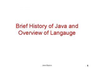 Brief History Of Java And Overview Of Langauge