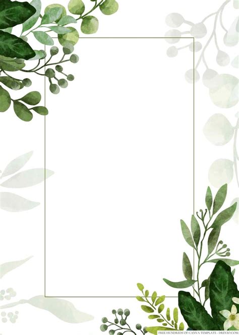 14 Minimalist Greenery Pastel Leaves Floral Canva Wedding Invitation